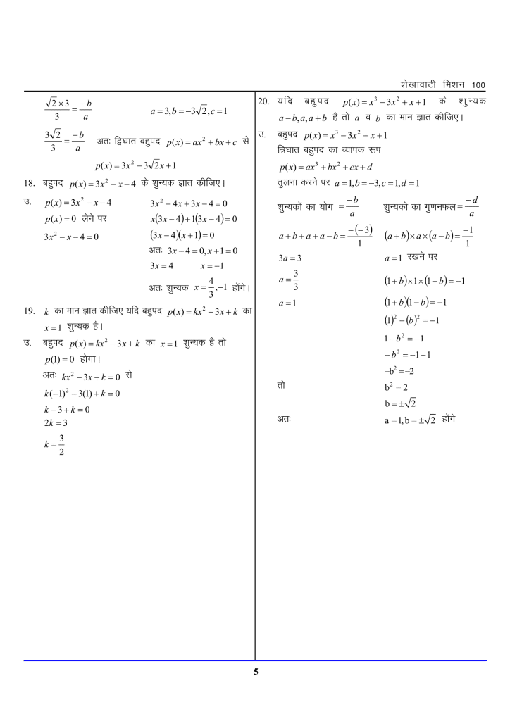 2024 #Shekhawati Mission 100 (शेखावटी मिशन 100) गणित Class 10 PDF Download